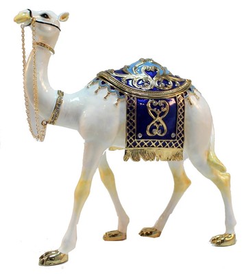 Jeweled with Austrian Crystals Ciel Standing White Desert Camel Trinket ...