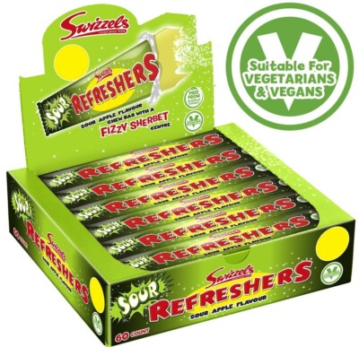 Sour & Sherbet Strawberry Chew Bars - Vegan, Sour Sherbet Candy (4 To ...