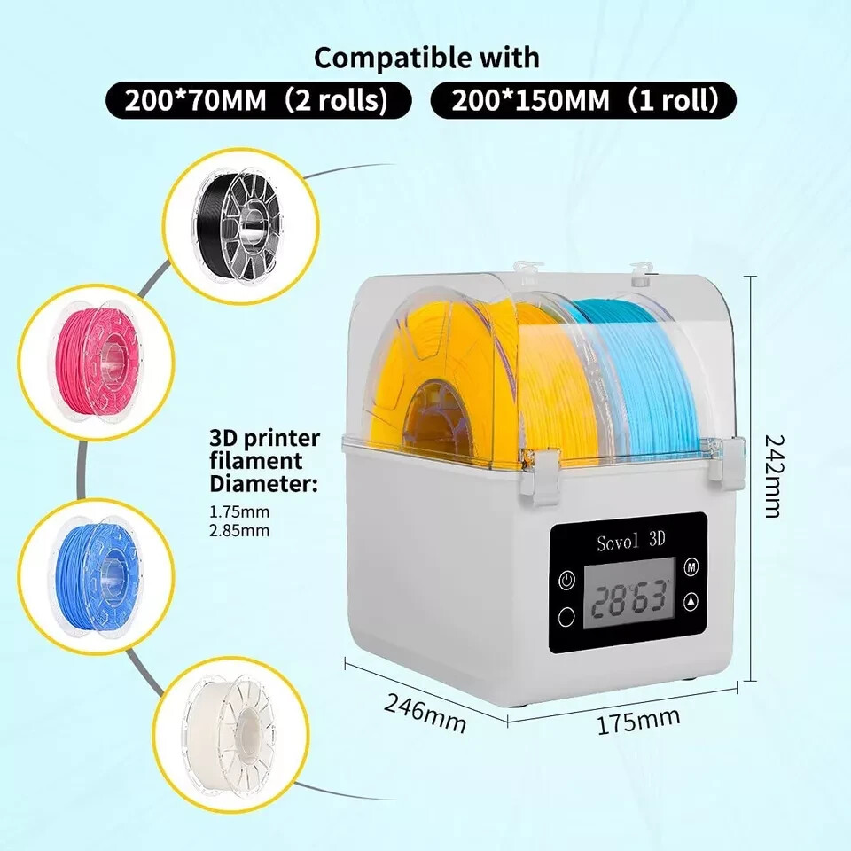 Sovol Filament Dryer Filament Dehydrator 3D Printer Spool Holder Dry ...