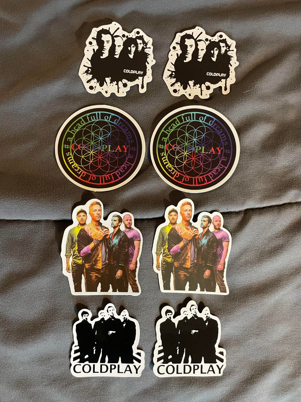 Lot of 8 COLDPLAY 2" to 2 1/2" Band Logo STICKERS Black White FAST ...