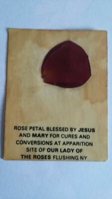Holy Card- Rose Petal Blessed By Jesus and Mary for cures and ...
