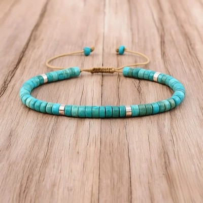Natural Turquoise Blue Sea Stone Bracelet Healing Gemstone Bracelet ...