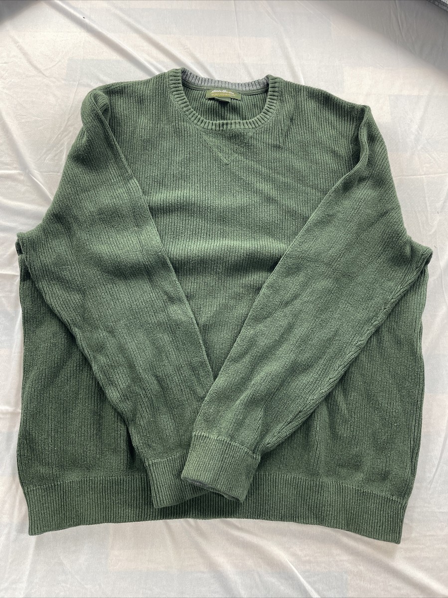 Eddie Bauer Ribbed Knit Sweater Men's L Green 100% Cotton Eddie Bauer Ribbed Knit Sweater Men's L Green 100% Cotton