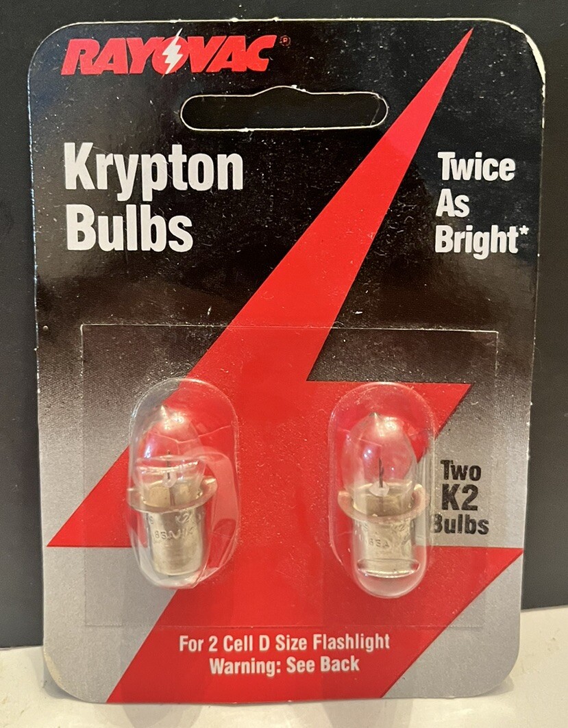RAYOVAC KRYPTON BULBS - Flashlight Bulbs K2 PR2 NEW IN SEALED PACK 2 ...