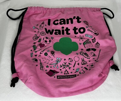 Girl Scouts "I Can't Wait to" Pink Cinch Sack Drawstring Bag Backpack ...