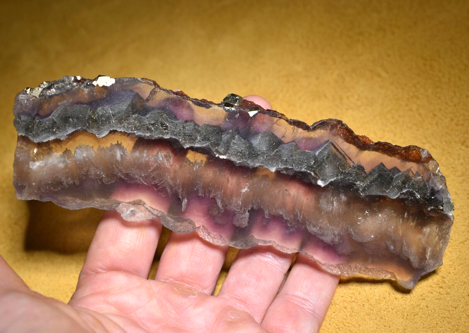 Fluorite With Pyrite & Barite Inclusions Polished Slab From Inner ...