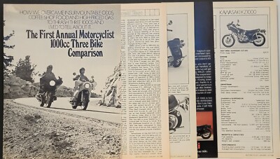 1977 10p 1000cc 3 Bike Comparison Test Article Ad Kawasaki KZ BMW R100 ...