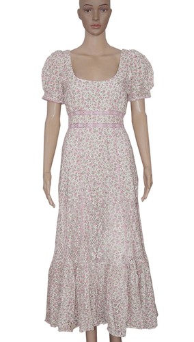 LoveShackFancy Stassie Maxi Dress Petunia Pink Floral Printed Eyelet ...