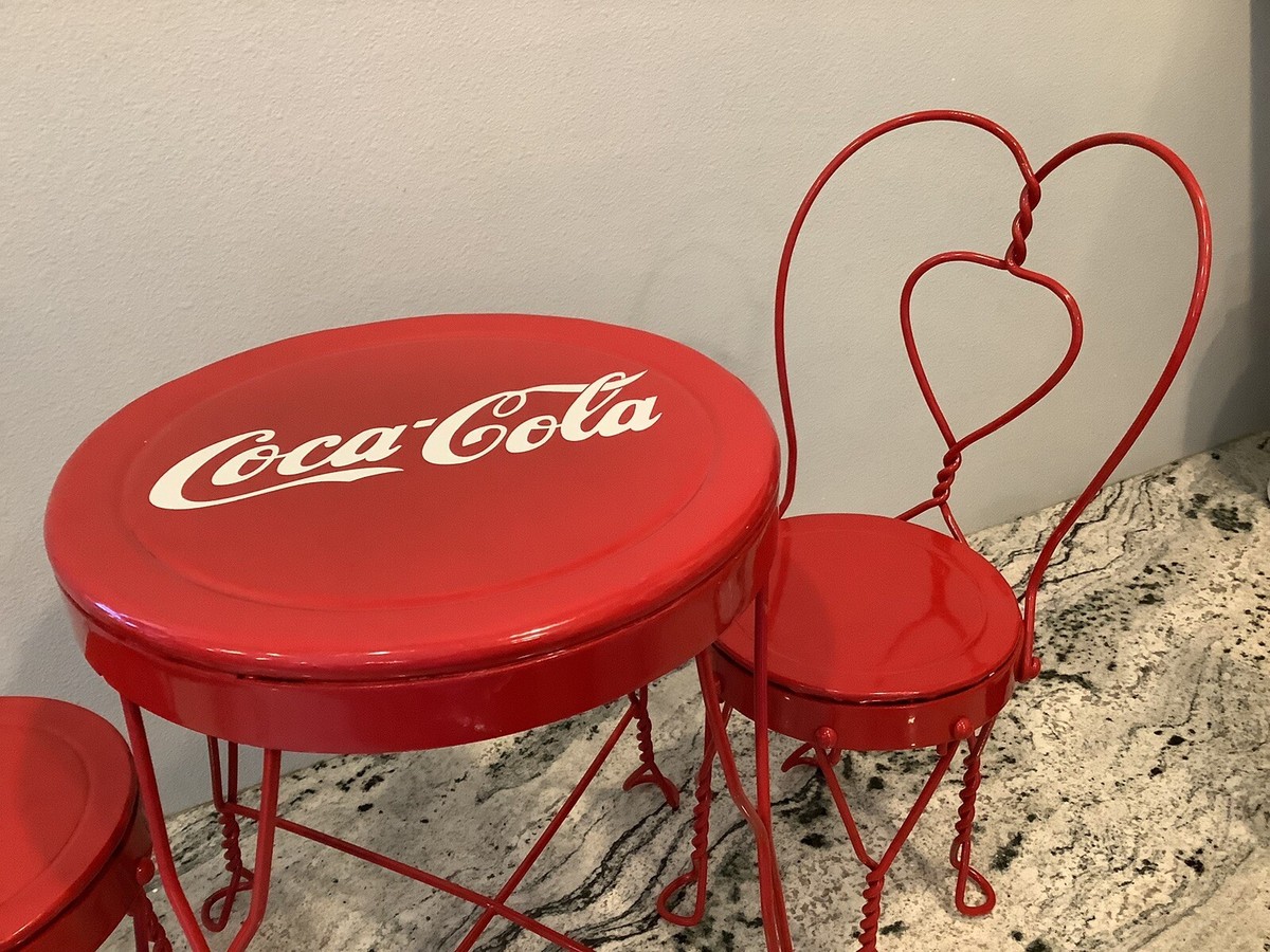 Vintage Red Metal Coca Cola Coke Bistro Ice Cream Table Vintage Red Metal Coca Cola Coke Bistro Ice Cream Table