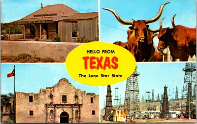 Hello from Texas The Lone Star State Chrome Postcard | eBay