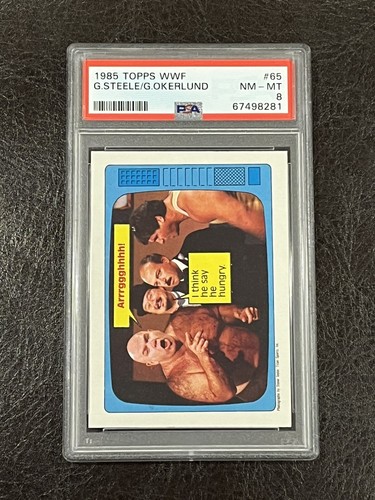 1985 Topps WWF George Steele Gene Okerlund #65 PSA 8 NM-MT Rookie RC ...