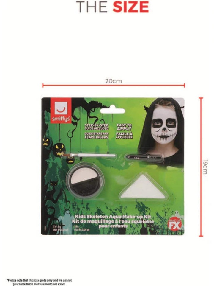 Makeup FX Kids Skeleton Kit Aqua Black Facepaint Crayon Sponge ...