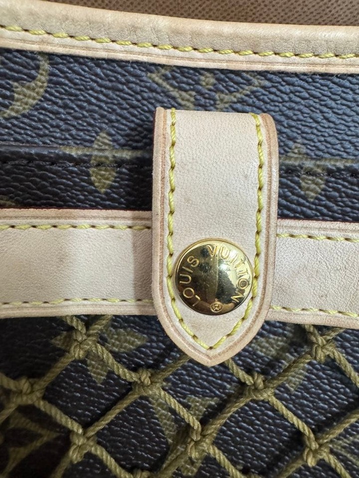 Louis Vuitton Monogram Leather Shoulder Bag Brown Mesh Front Used | eBay