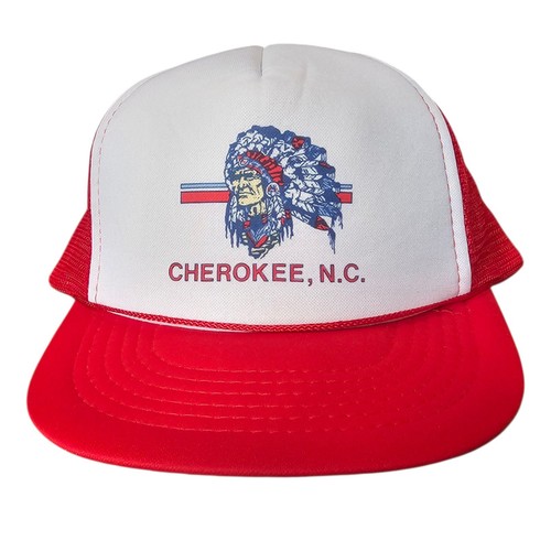 VTG Cherokee North Carolina Red Foam Mesh Trucker Rope Hat Snapback Cap ...