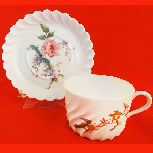 FLEURS et FRUITS DE SAXE Haviland CUP & SAUCER #28H made France NEW ...