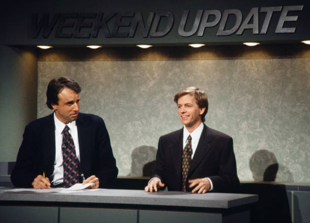 Kevin Nealon David Spade During Weekend Update Skit On Snl 1993 Tv Old ...