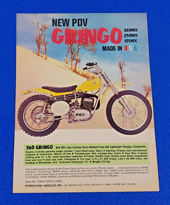 1972 POWER DYNE FACTORY GRINGO MOTORCYCLE ORIGINAL COLOR PRINT AD 360MX ...