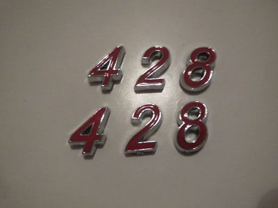 FORD 428 428CJ 428PI HOOD SCOOP FENDER TRUNK ENGINE ID EMBLEMS SET RED ...