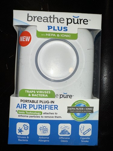New Breathe Pure Plus Portable Plugin Air Purifier with HEPA Filter ...