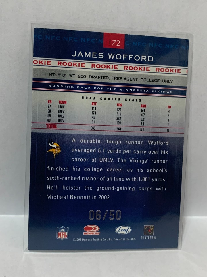 2002 Leaf Rookies and Stars Longevity #'d/50 - JAMES WOFFORD | eBay
