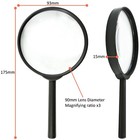 LARGE 9cm Magnifying Glass Handheld Magnifier 3X Lens Fine Print Map ...