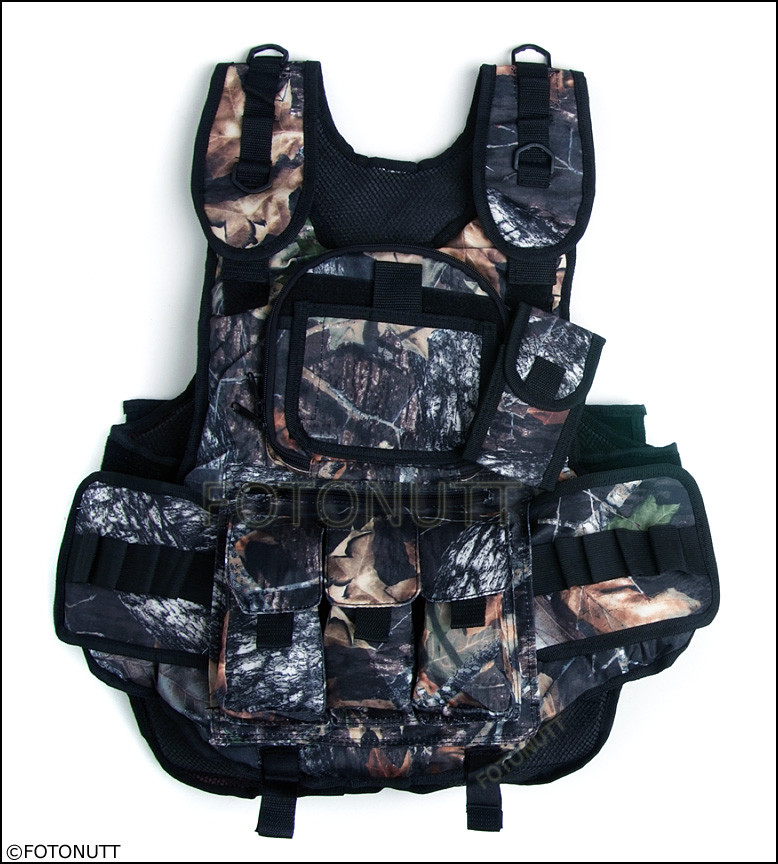 Real WOODLAND CAMO 4+1 TACTICAL VEST Paintball Harness GREAT during the ...