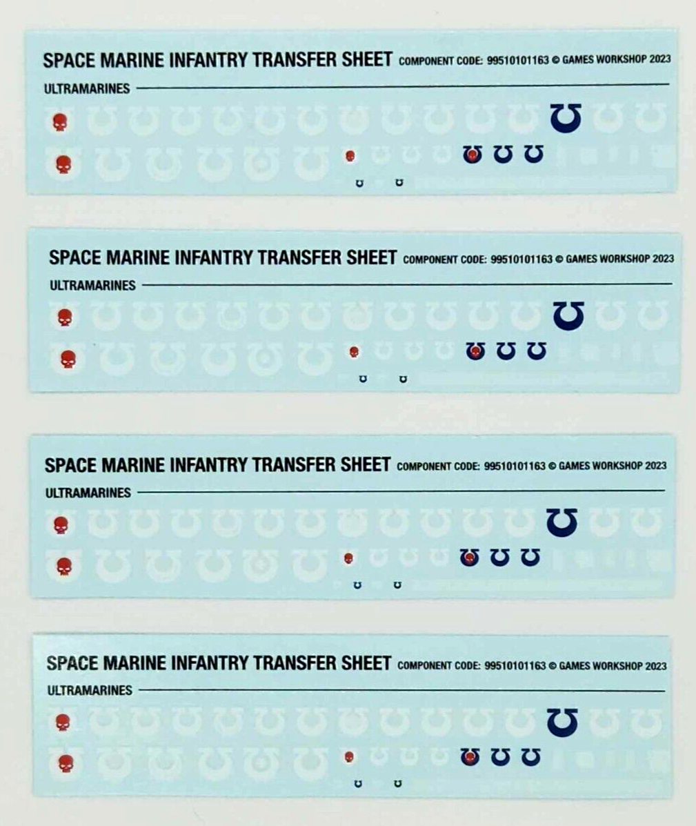 4x Ultramarines Infantry Transfer Sheet Decals - Warhammer 40K - Space ...