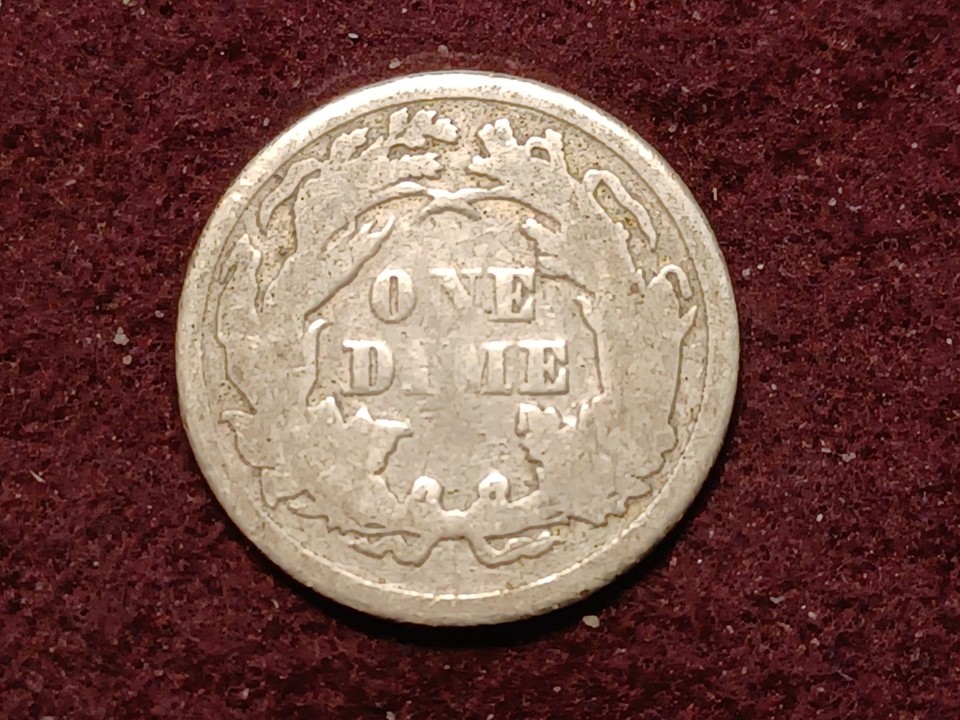 SILVER 1874 10c Seated Liberty Dime No Capped Bust Barber Mercury ...