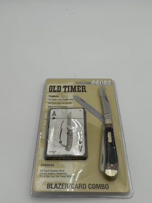 Schrade OLD TIMER 6254 TRAPPER KNIFE NICE BONUS WITH CARDS BLAZER KDU ...