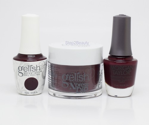 Gelish Trio Xpress Dip Powder + Gel Polish + Morgan Taylor - #809 Red ...