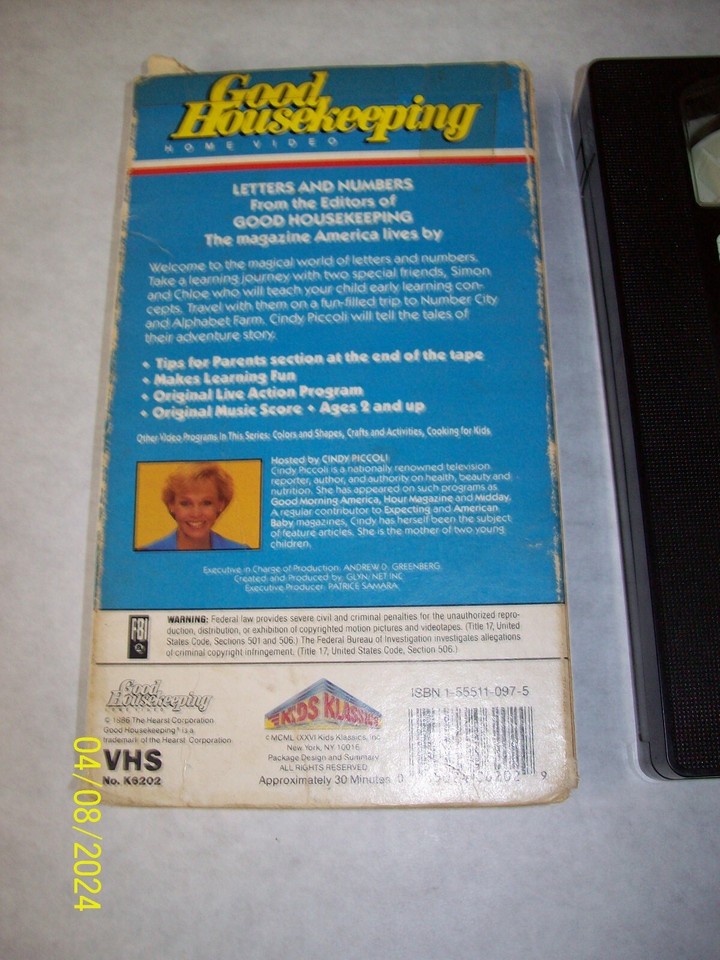 Good Housekeeping Letters & Numbers VHS Children's Learning Video ...