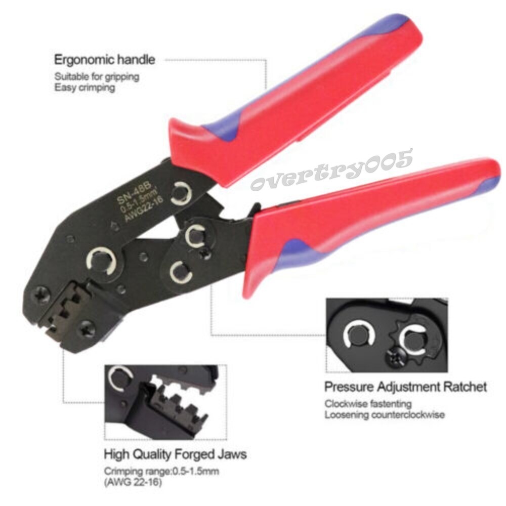 900Pcs Spade Terminal Wire Crimp Connectors Set Kit SN-48B Crimping ...