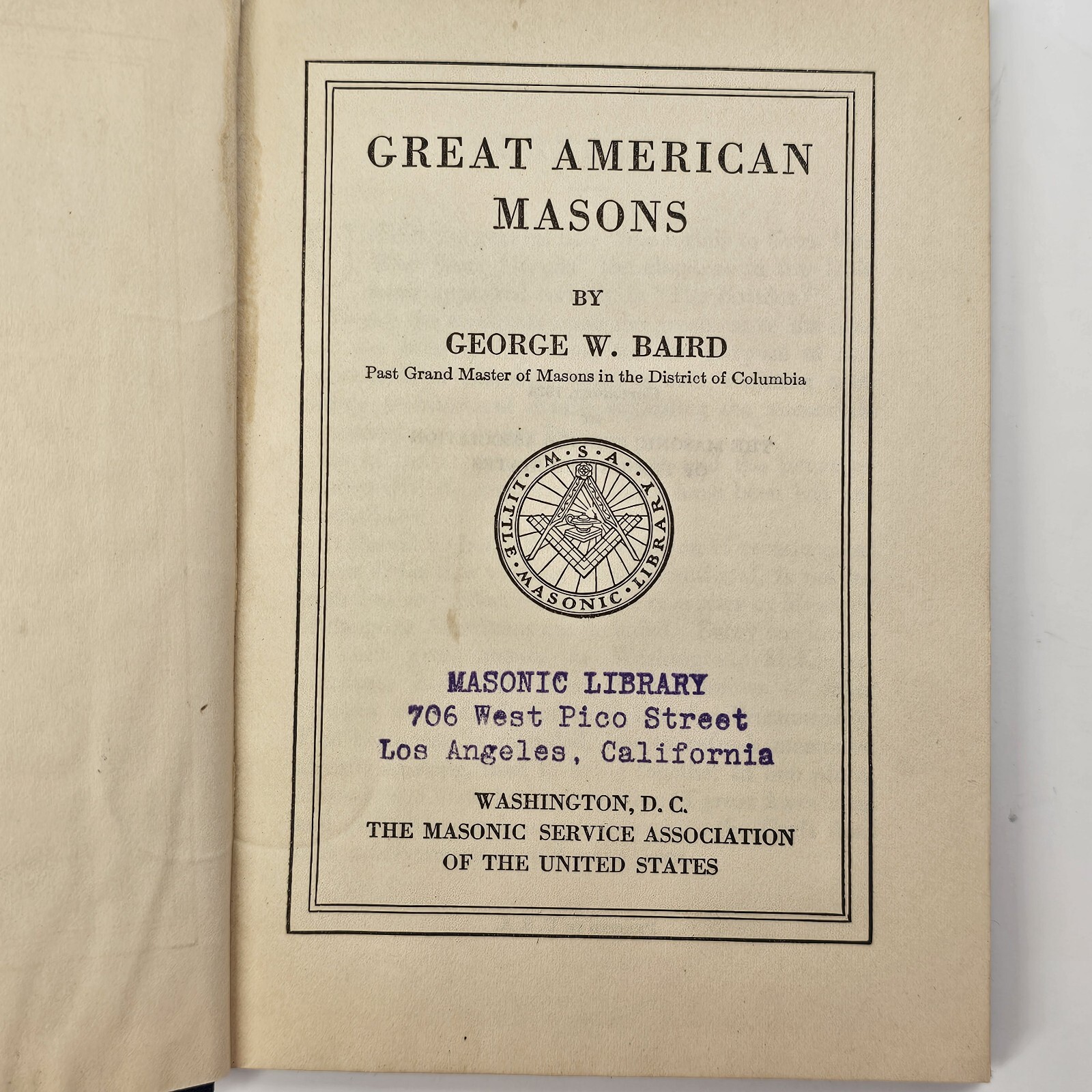 Great American Masons 1924 (Hardcover) Masonic Service Association Of ...