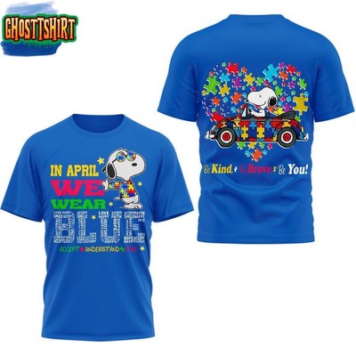 Snoopy Autism Awareness Limited Edition Blue 3D T-Shirt Gift for Fans ...
