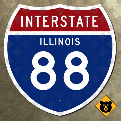 Illinois Interstate 88 route marker highway sign Hillside Silvis Moline ...