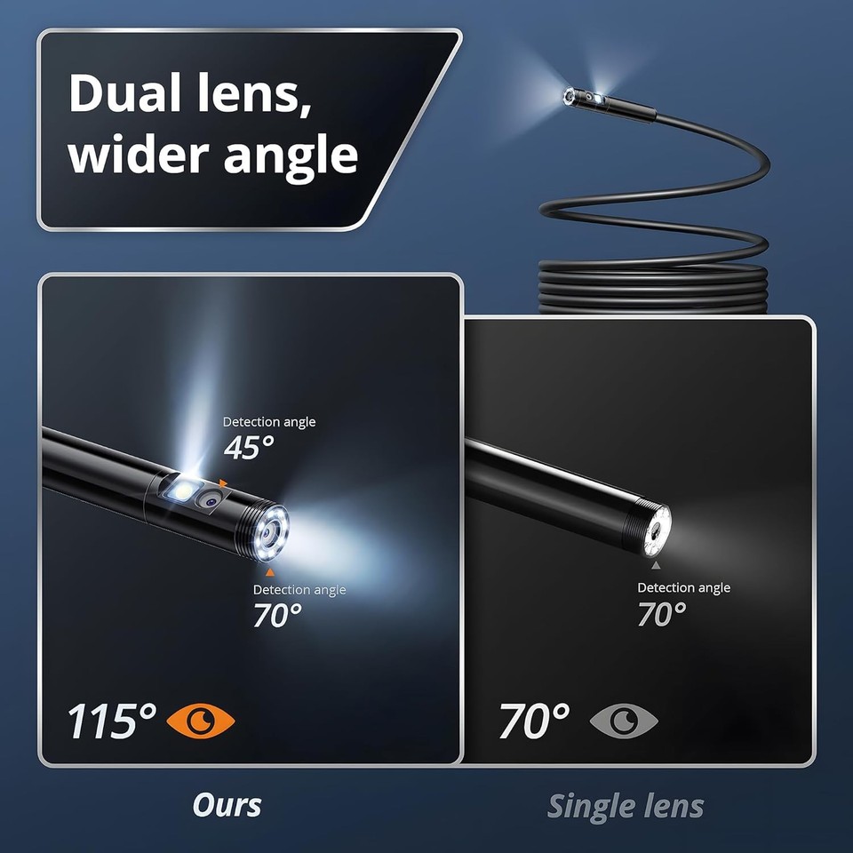 [Dual-Lens] Borescope,Endoscope Camera with Light,1920P Inspection ...