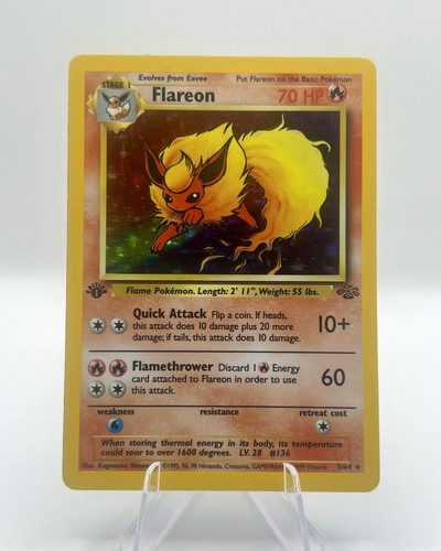 1999 Pokémon TCG Flareon Jungle Holo 1st Edition Rare 3/64 English WOTC ...