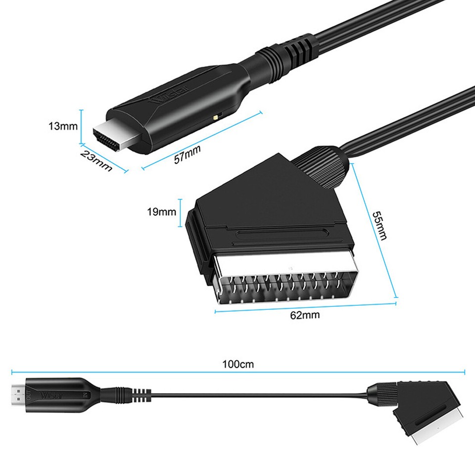 Portable HDMI to SCART Converter Cable Video Audio Adapter Lead 1M for ...