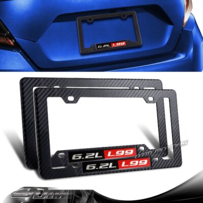 2PCS Carbon Style ABS License Plate Frame Cover Front & Rear W/ 6.2L ...