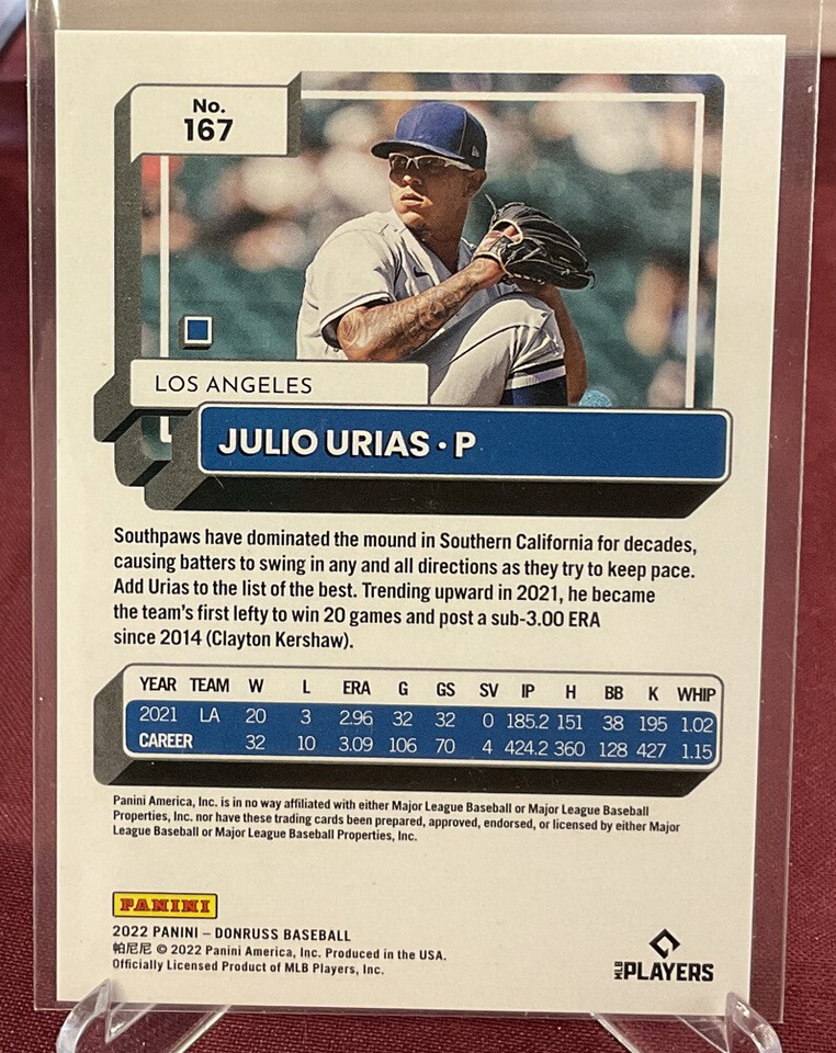 2022 Panini Donruss Julio Urias #167 Lightning Bolt Foil /25 Dodgers | eBay