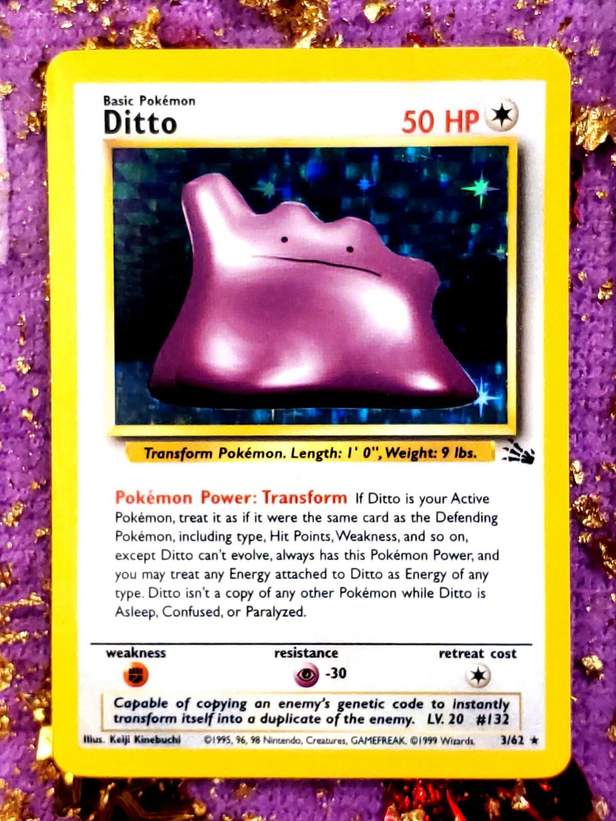 Ditto 3/62 Holo Fossil Set 1999 Vintage Pokemon Card🔥LP🔥Please see ...