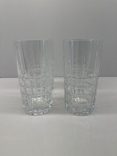 TIFFANY PLAID HIGHBALL GLASSES-Set of 4 Perfect Condition! T&Co stamp ...