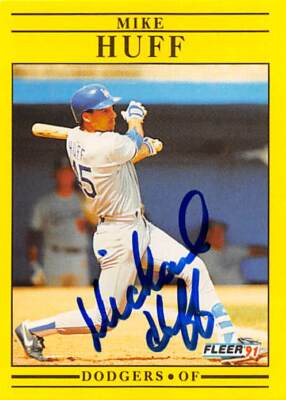 Mike Huff autographed baseball card (Los Angeles Dodgers) 1991 Fleer ...