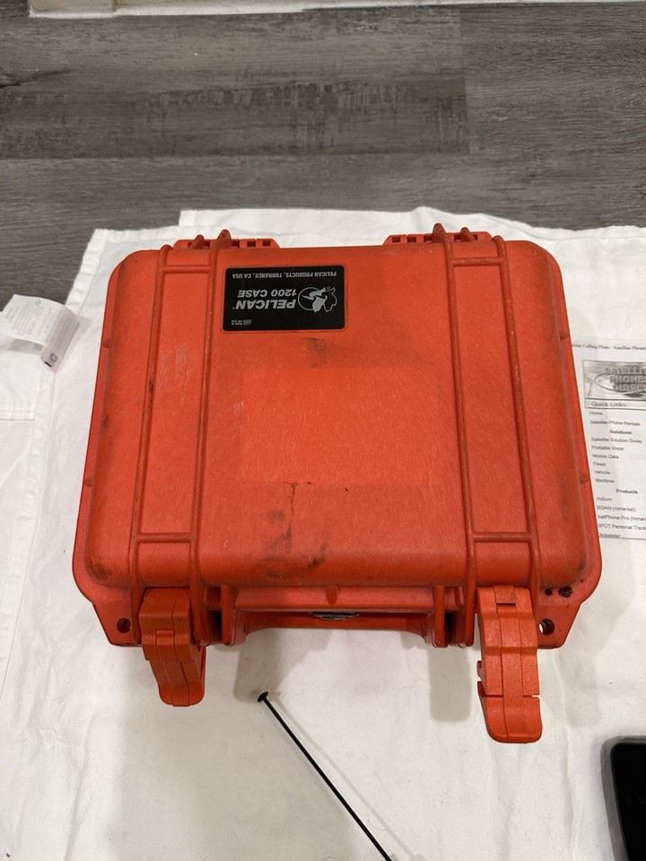 qualcomm globalstar gsp-1600 satellite phone in pelican orange case ...