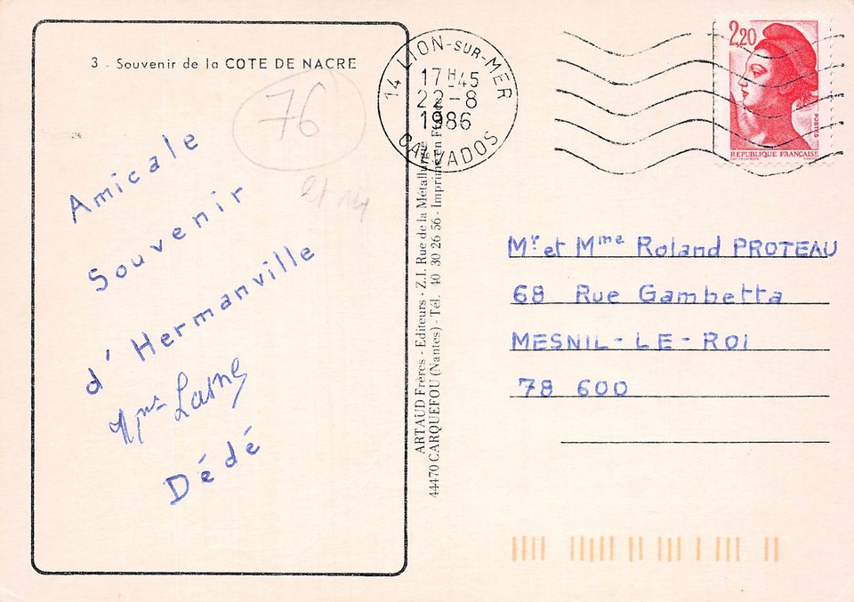 14 HERMANVILLE SUR MER COTE DE NACRE | eBay