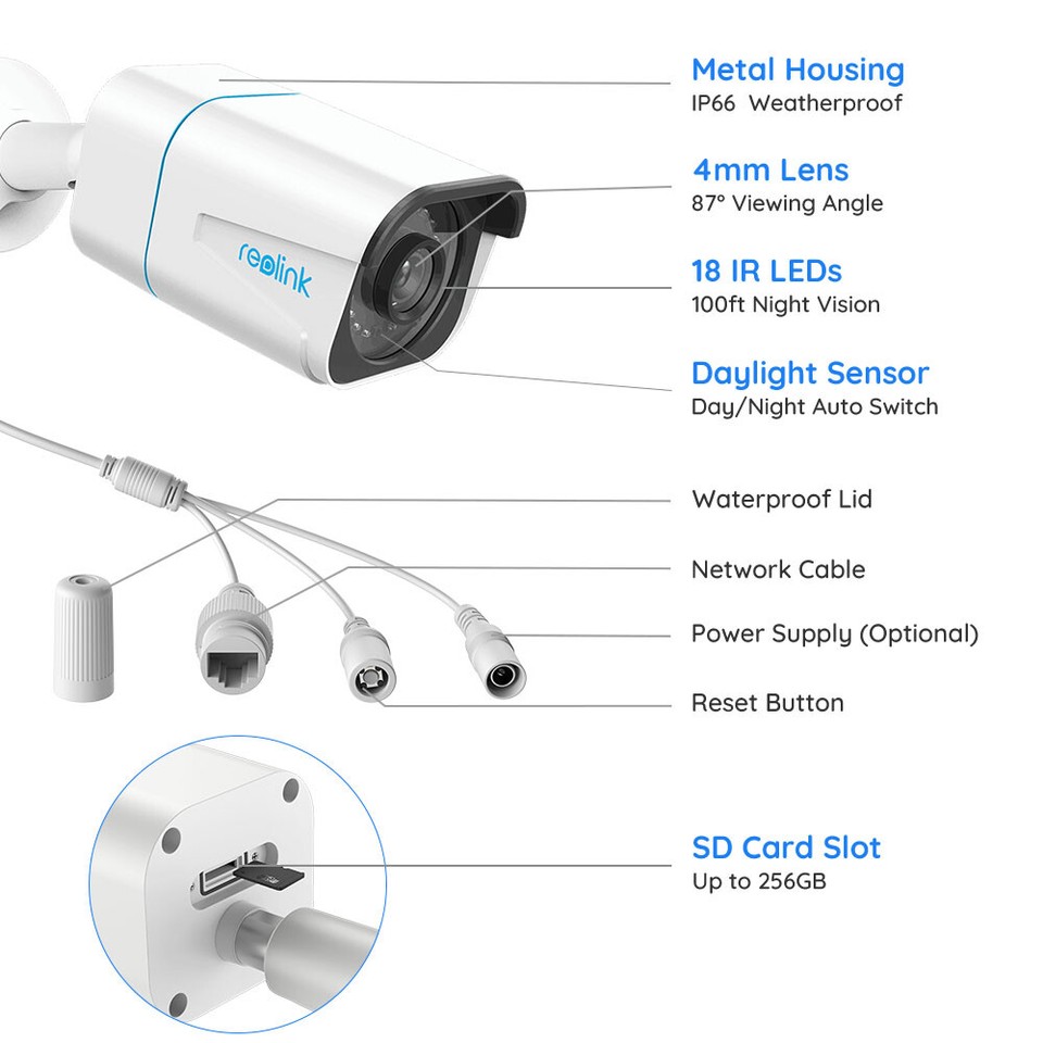 Reolink Refurbished RLC-810A 4K 8MP PoE Outdoor Security Camera Audio ...