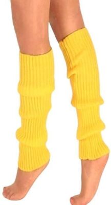 Yellow Leg Warmers - Fashion Knit Neon for Women 80s Yoga Sports Party ...