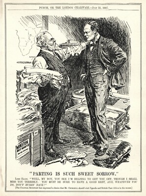 EARLY 1907 WINSTON CHURCHILL CARTOON Lord Elgin UGANDA/AFRICA TRIP ...