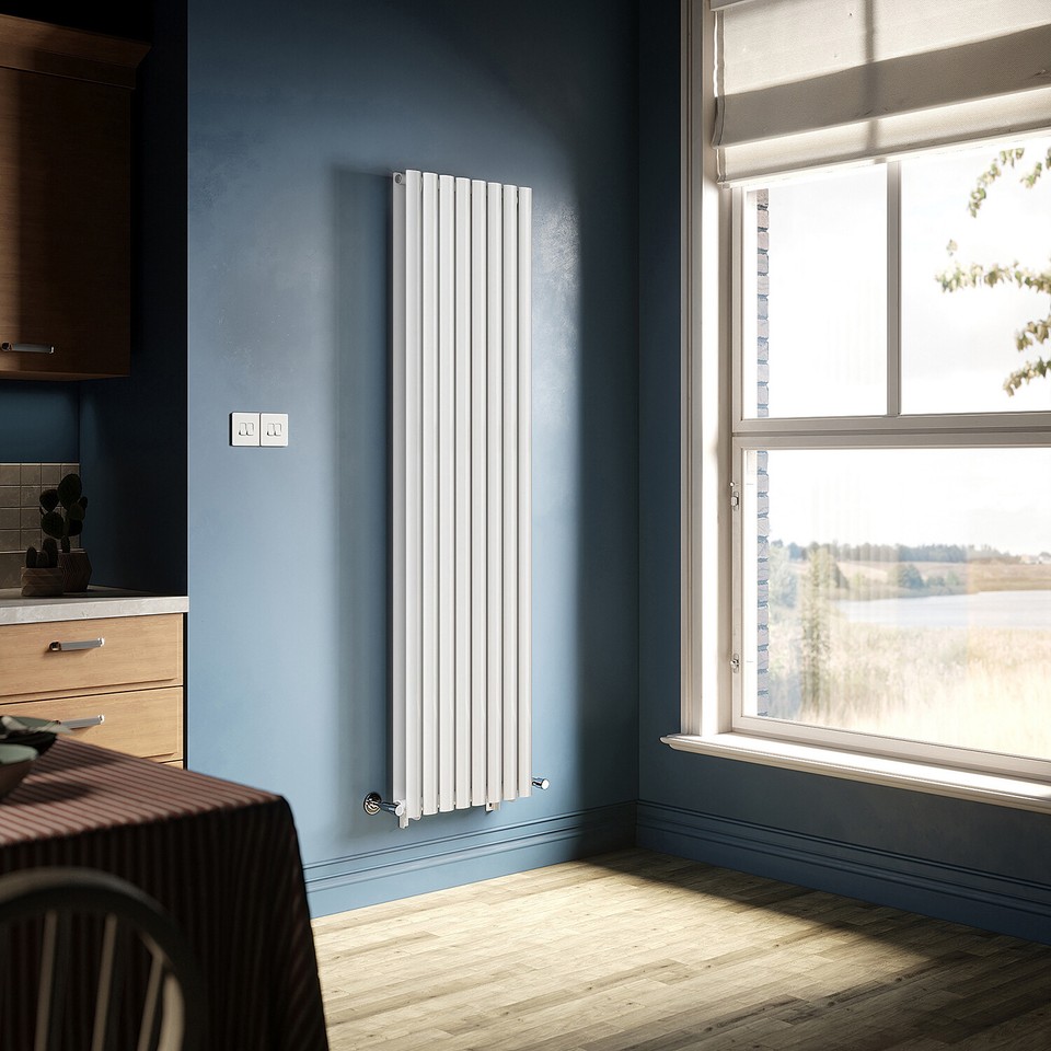 White Vertical Radiator Oval Column Central Heating Tall Upright Rad ...