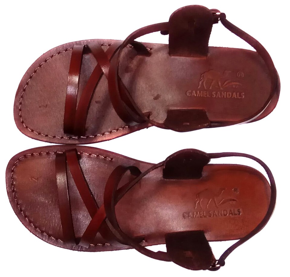 New Brown Biblical Sandals 100% Leather Jesus Strap Sandal Shoes Men ...